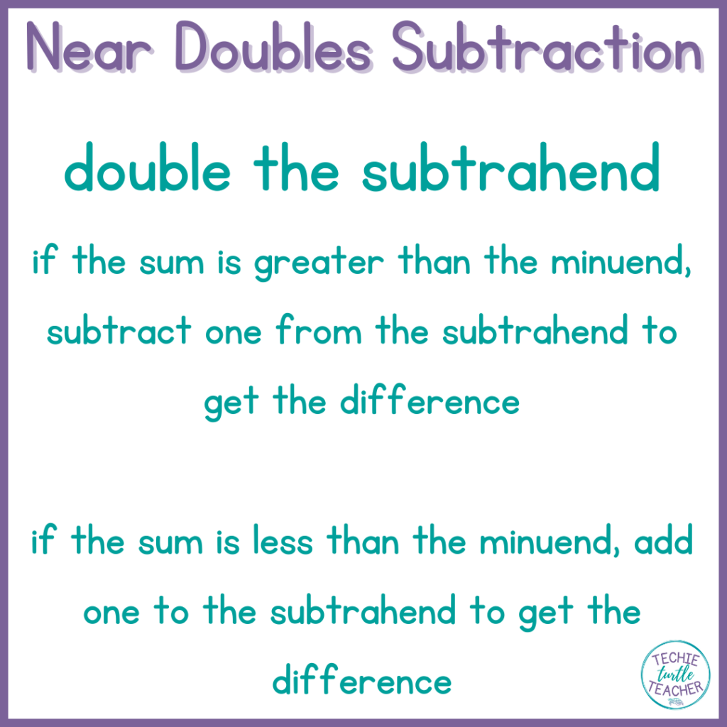 Build Math Fact Fluency Near Doubles Subtraction Strategy