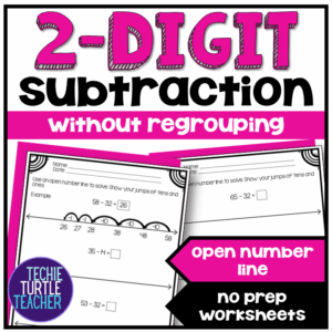 Subtraction Open Number Line: 2-Digit without Regrouping