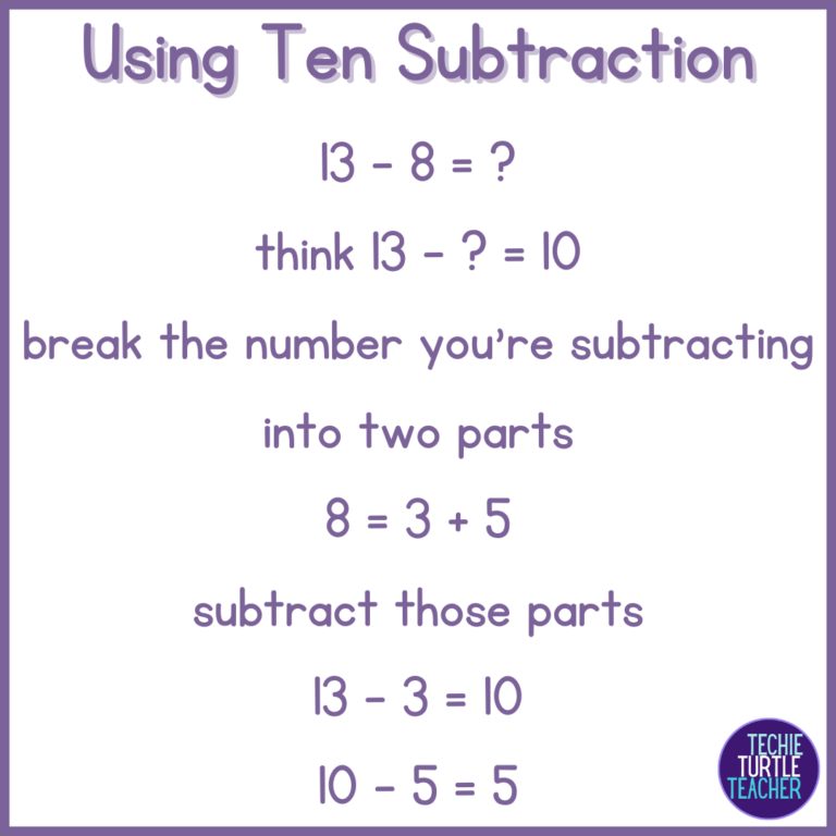 Using Ten Subtraction: Math Fact Strategy