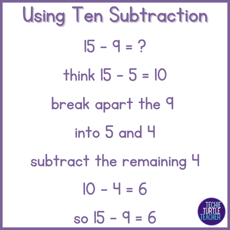 Using Ten Subtraction: Math Fact Strategy
