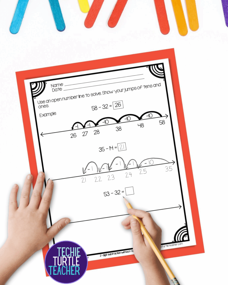 Subtraction Open Number Line: 2-Digit without Regrouping