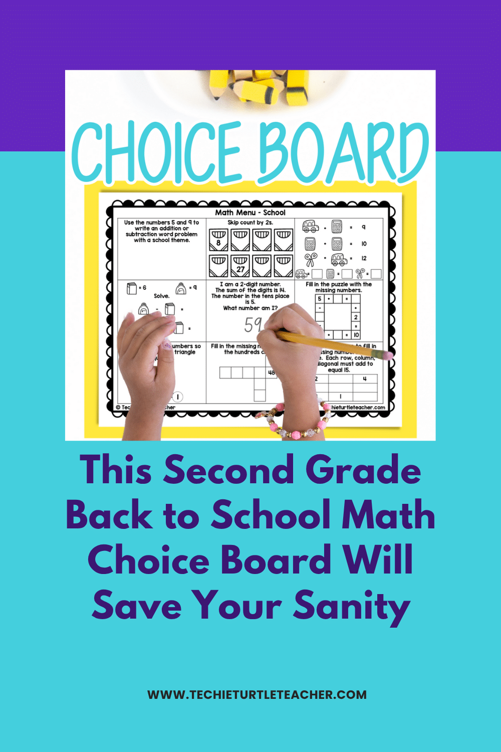 Second Grade Back to School Math Choice Board